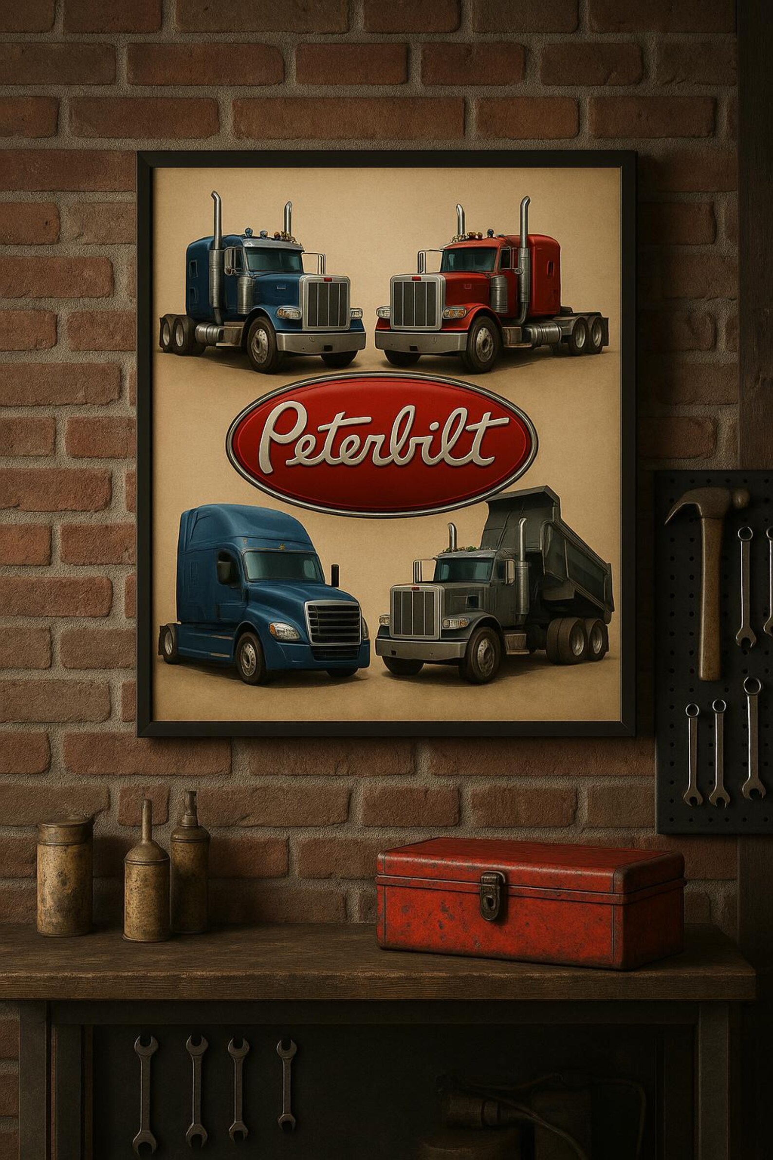 Peterbilt Logo Surrounded by Peterbilt Trucks Poster - Etsy