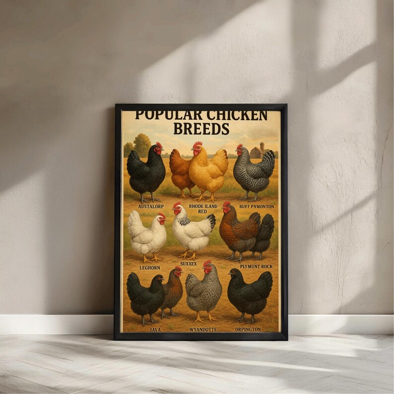 Chicken Breed Poster - Chicken Wall Art - Chicken Wall Decor -farm Wall ...