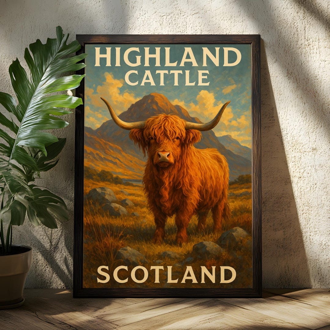 Highlands Cattle Art Poster - Cattle Art Decor - Cow Art Poster - Cow ...