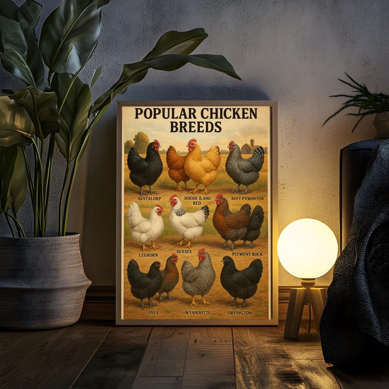 Chicken Breed Poster - Chicken Wall Art - Chicken Wall Decor -farm Wall ...