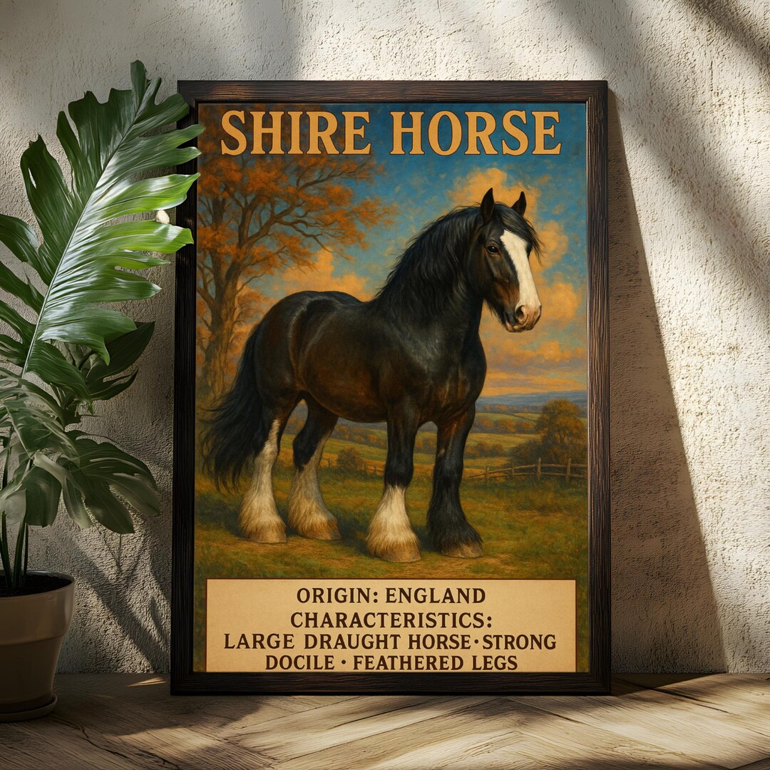 Shire Horse Wall Art Poster - Shire Horse Breed - Horse Breed Poster ...