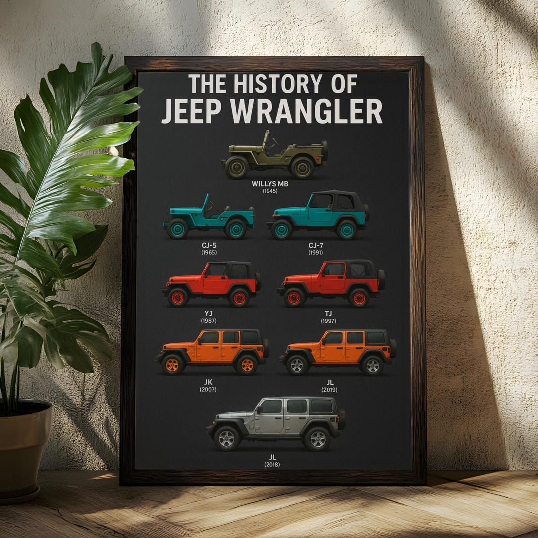 Jeep Wrangler History Poster - Etsy