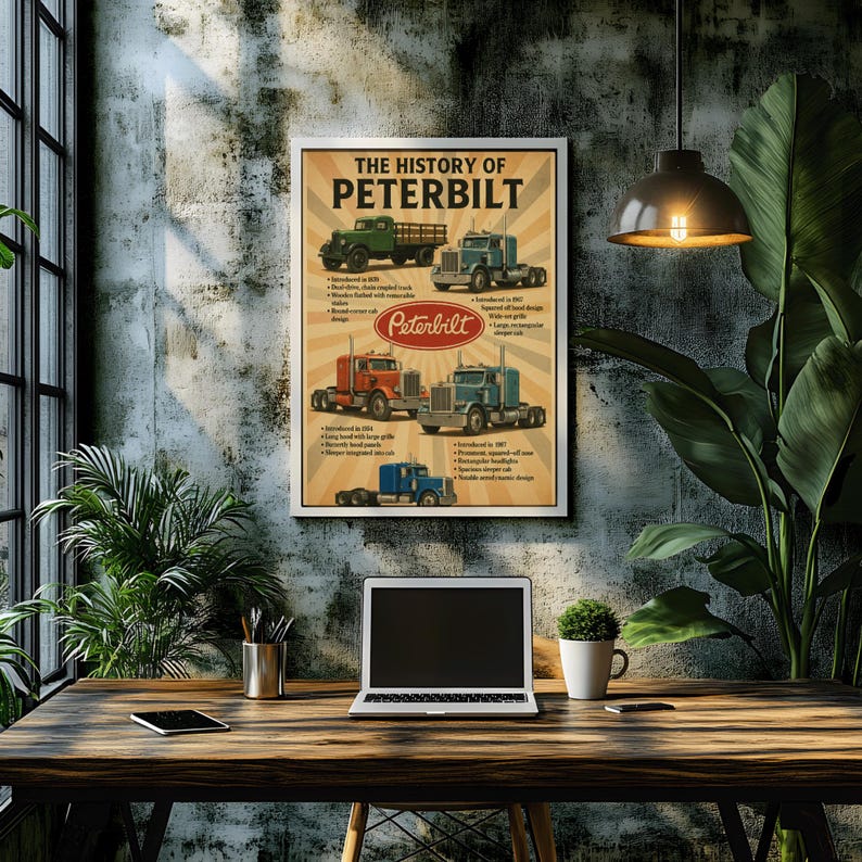 History of Peterbilt Poster - Semi Truck Poster - Peterbilt Poster Gift ...
