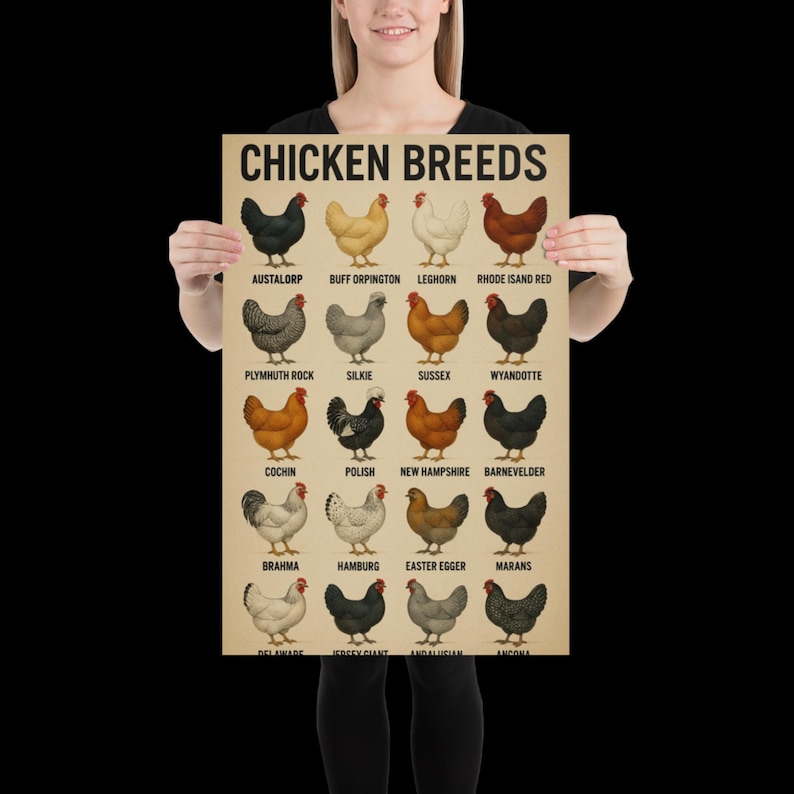 Chicken Breed Poster - Chicken Poster - Types of Chickens - Chicken Art ...