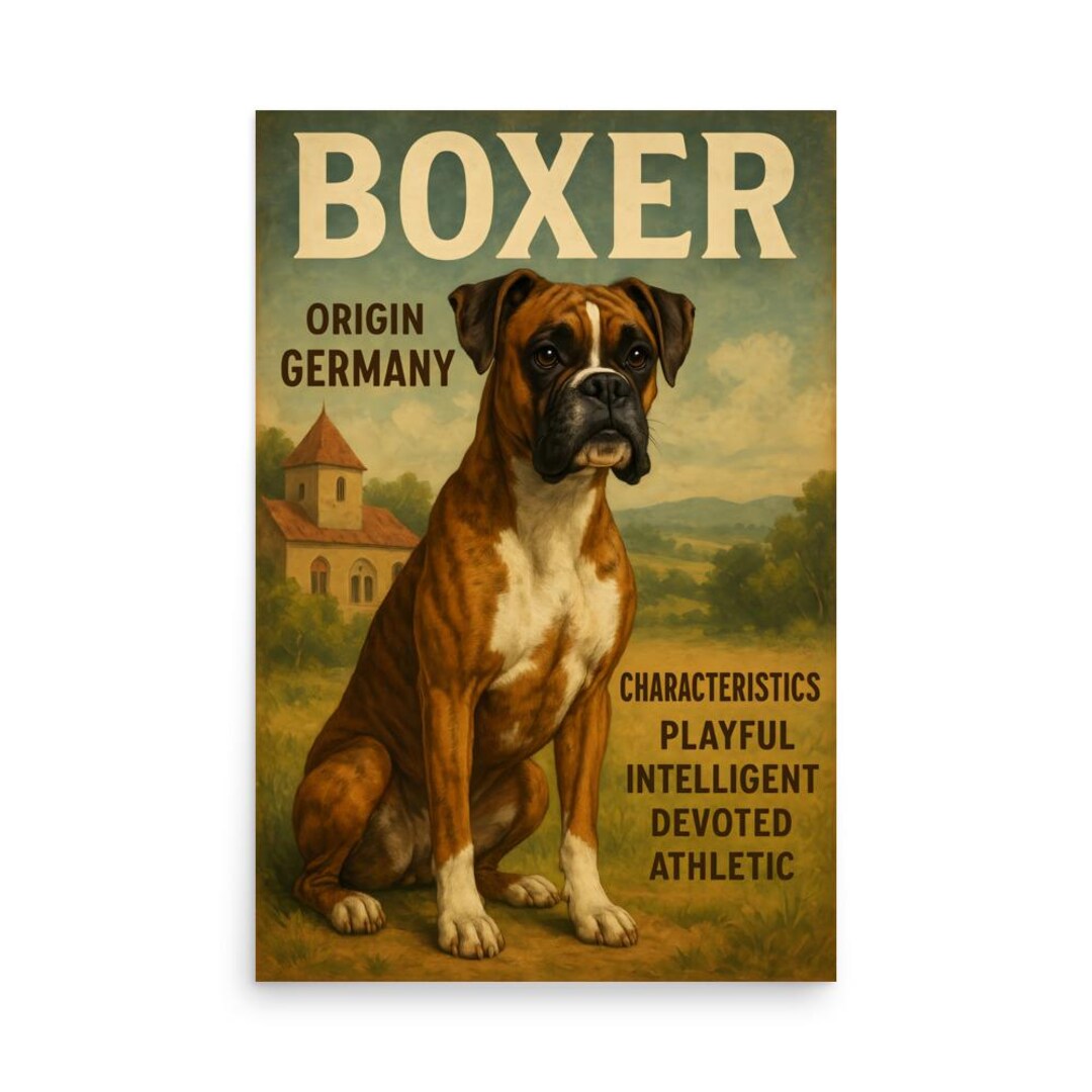 Boxer Wall Art Poster - Boxer Dog Poster - Dog Breed - Dog Wall Decor ...