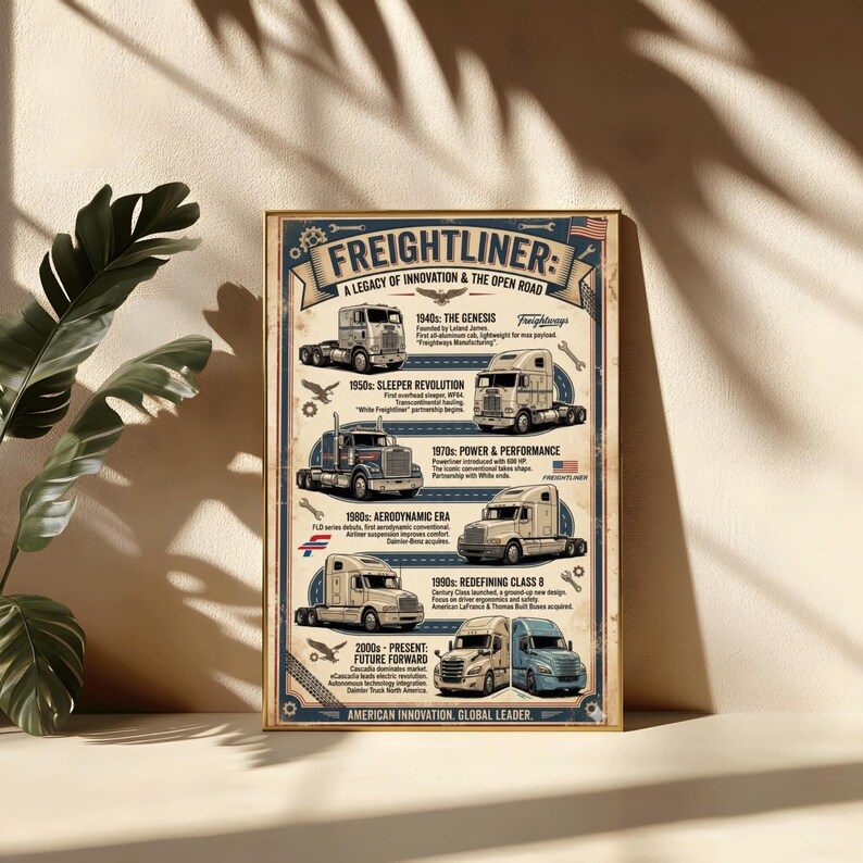Freightliner Poster - the History of Freightliner Semi Trucks ...