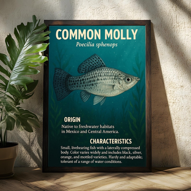 Common Molly Fish Poster - Fish Wall Art - Fish Wall Decor - Pet Fish ...