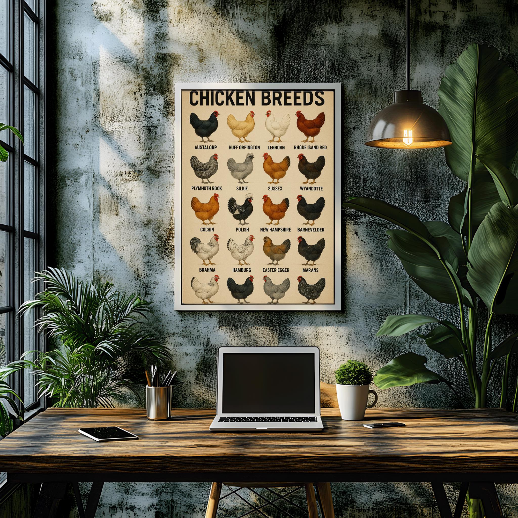 Chicken Breed Poster - Chicken Poster - Types of Chickens - Chicken Art ...