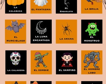 Spooky Loteria Bingo Game: Halloween, Día De Muertos (printable PDF) - Etsy