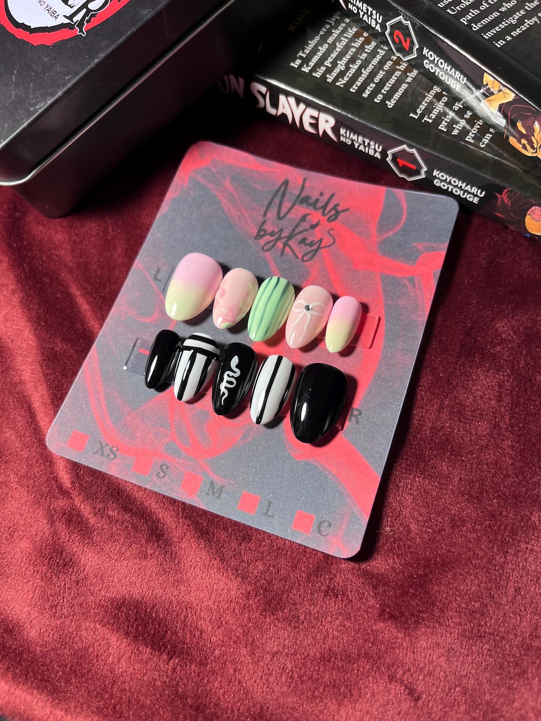 Mitsuri and Obanai Press on Nails - Etsy