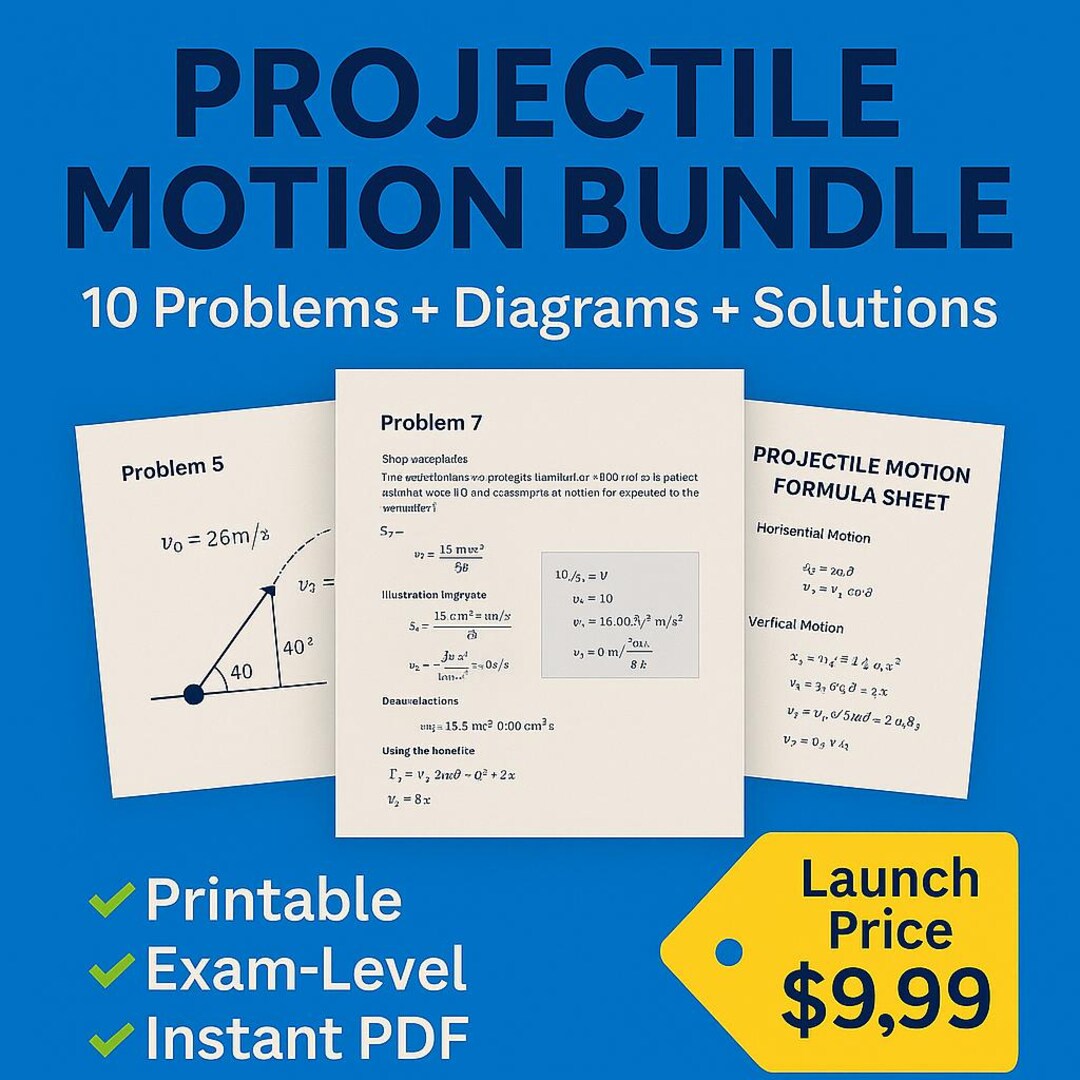 Master Projectile Problems Bundle – 10 Illustrated Physics Problems ...