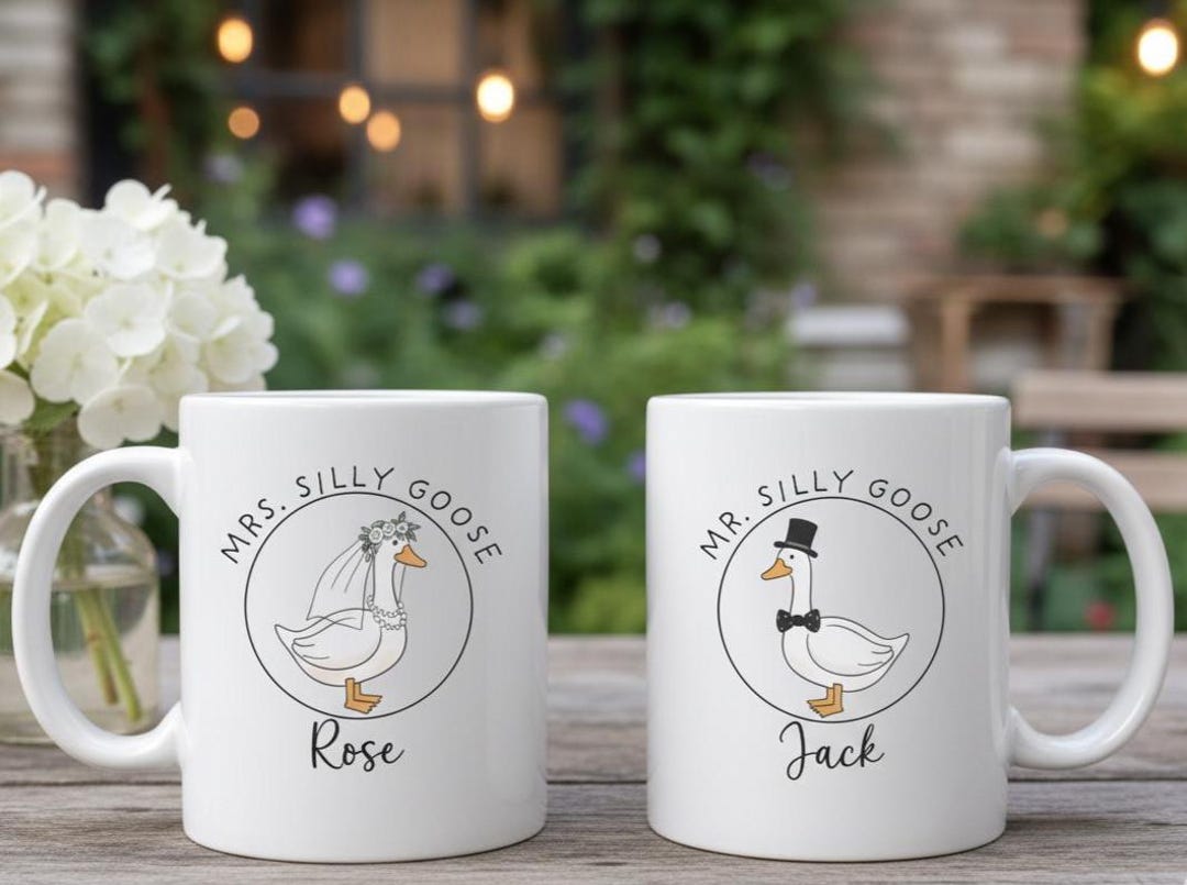Custom Mr. and Mrs Silly Goose Wedding Mug Engagement Coffee Mug Funny ...