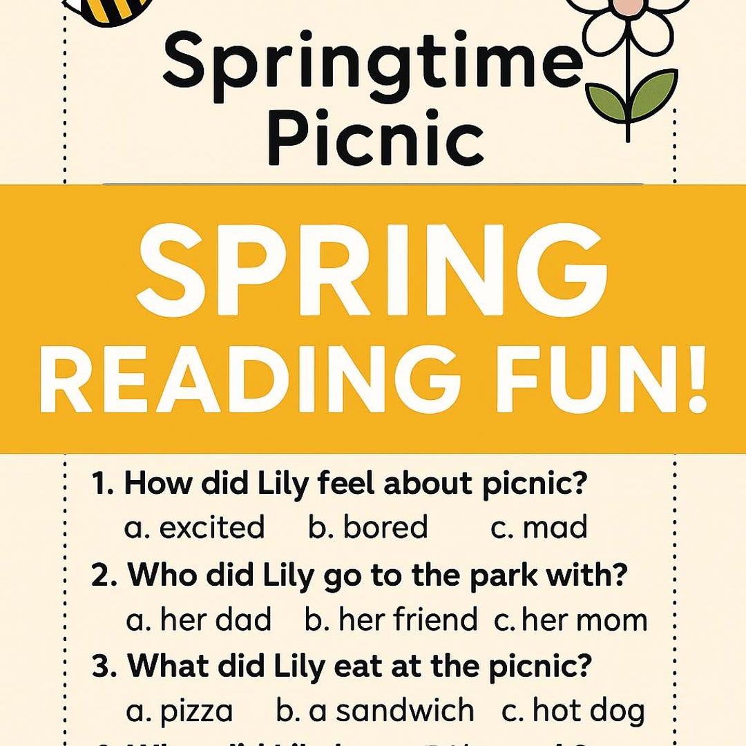 Spring Picnic Reading Comprehension Worksheet | 1st Grade Printable PDF ...