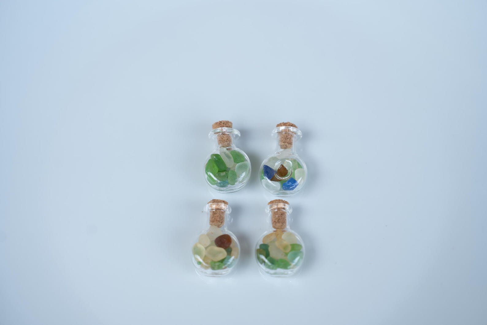 Mini Sea Glass Bottle – Assorted Colors – Small Round Glass Coastal ...