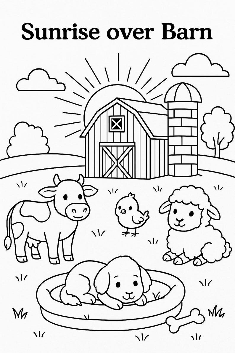 Farm Animal Coloring Book: Fun Printable Pages for Kids (digital ...
