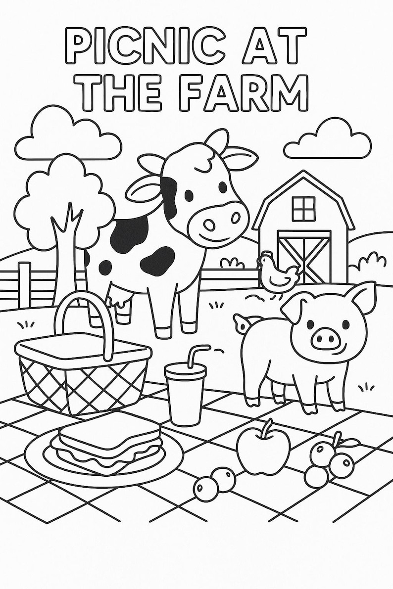 Farm Animal Coloring Book: Fun Printable Pages for Kids (digital ...