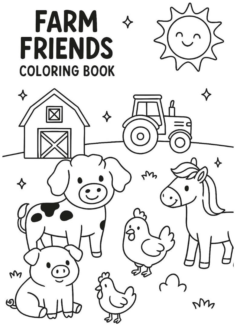 Farm Animal Coloring Book: Fun Printable Pages for Kids (digital ...