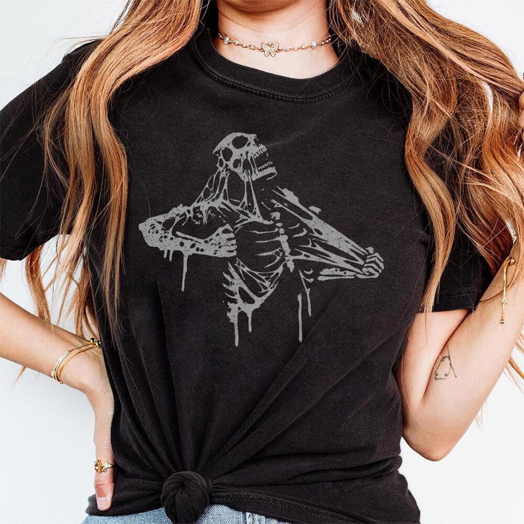 Skeleton Ripping Rib Cage Vintage 90s Graphic Png, Dark Art Horror Png ...