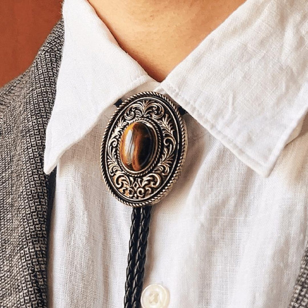 Tiger Eye Bolo Tie: Vintage Western Cowboy Necklace - Etsy