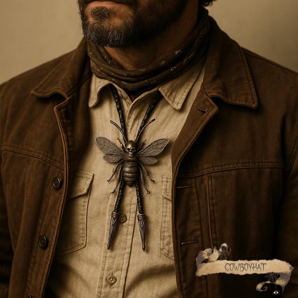 Handcrafted Vintage Bee Bolo Tie Western Cowboy Necktie Leather Cord ...