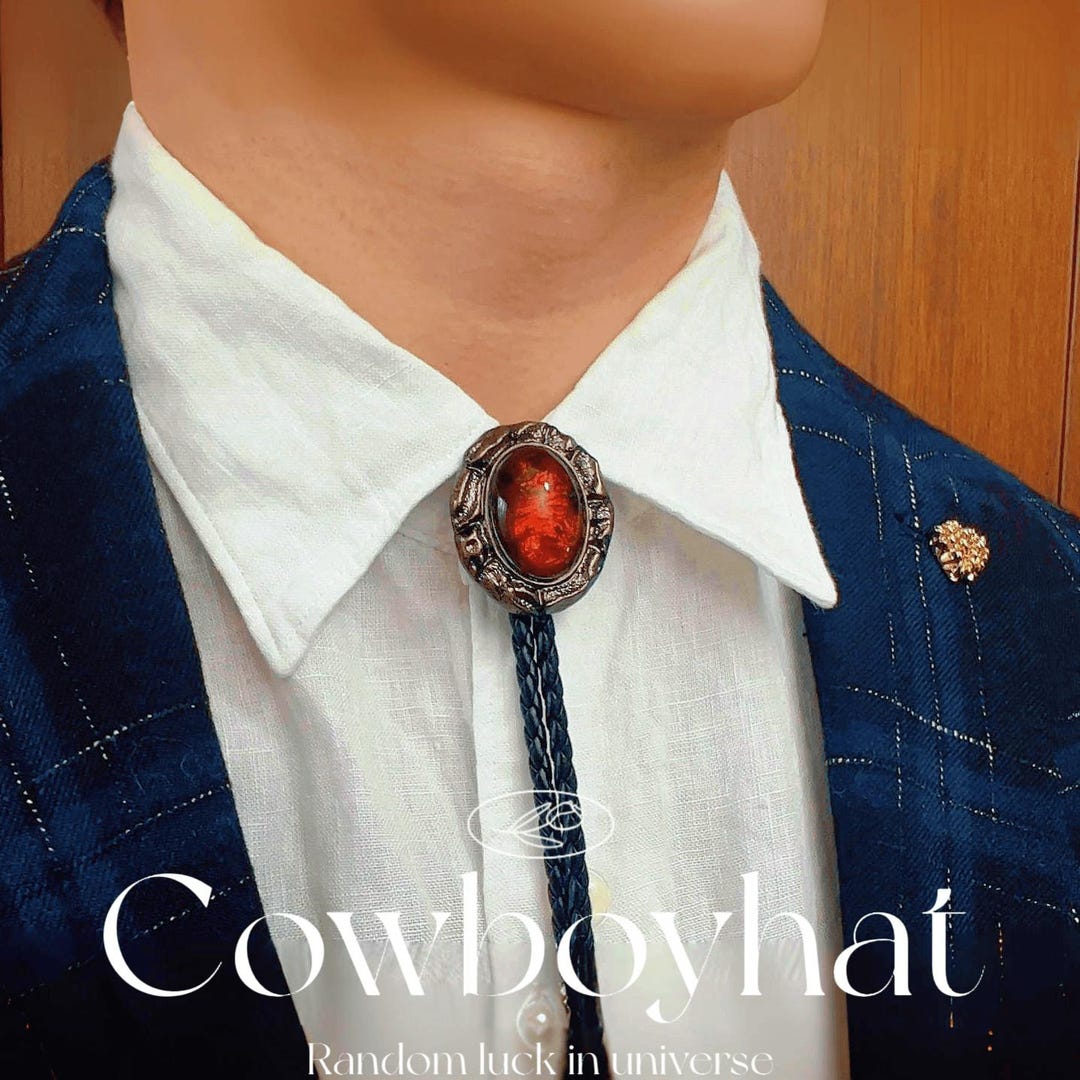 Lava Red Bolo Tie for Men: Western Cowboy Tie With Black Braided Cord ...