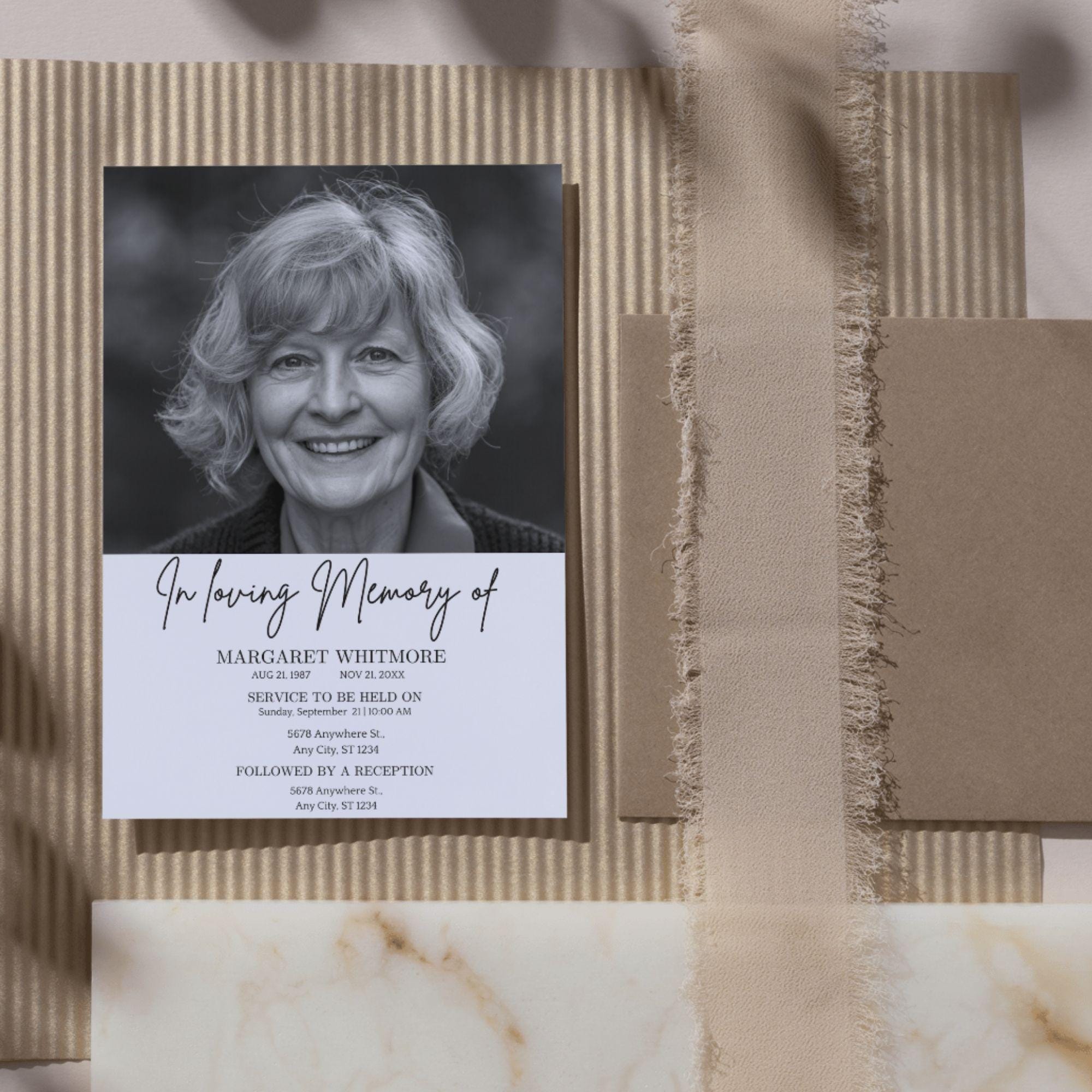 Editable Funeral Invitation for Phone | Digital Memorial Evite ...