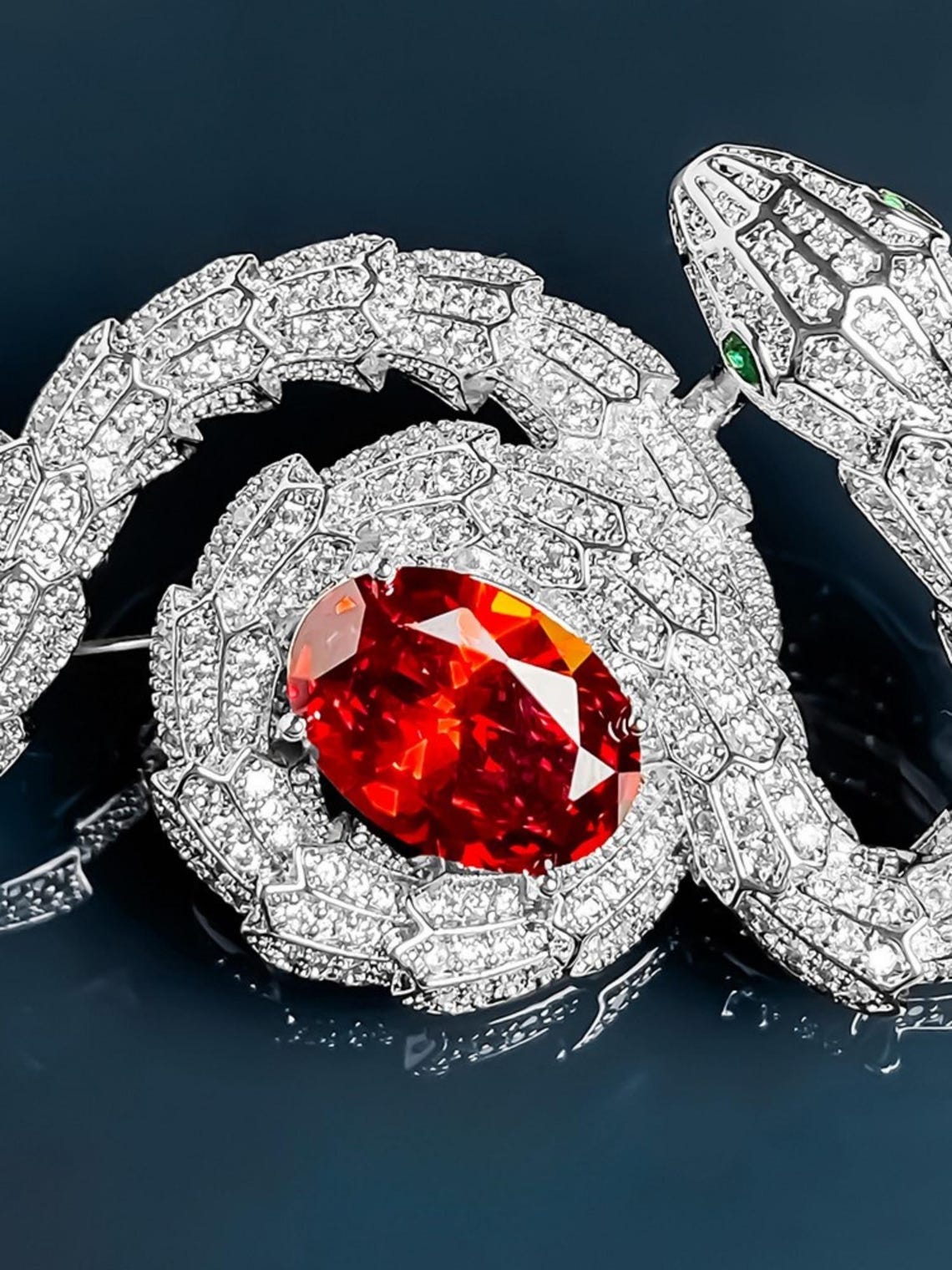 Serpent Brooch - Platinum-plated Serpent Jewelry With Dragon Blood ...
