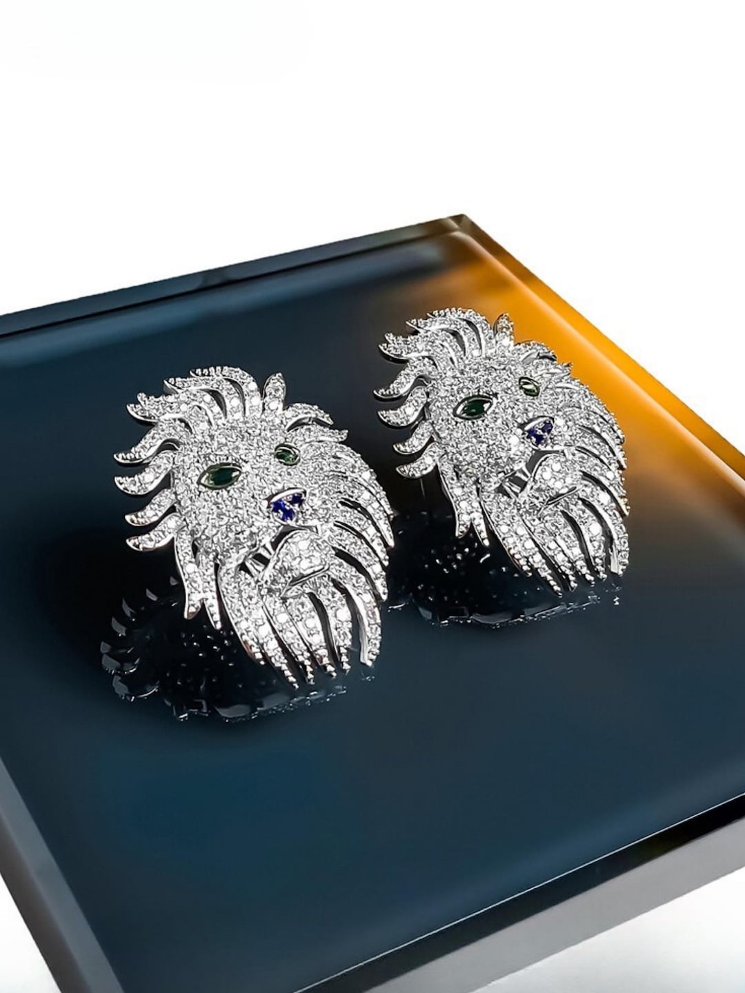 Lion Earrings – Platinum Royal Regal Majesty Statement Earrings - Etsy