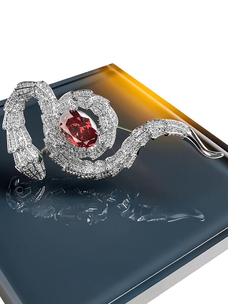 Serpent Brooch - Platinum-plated Serpent Jewelry With Dragon Blood ...