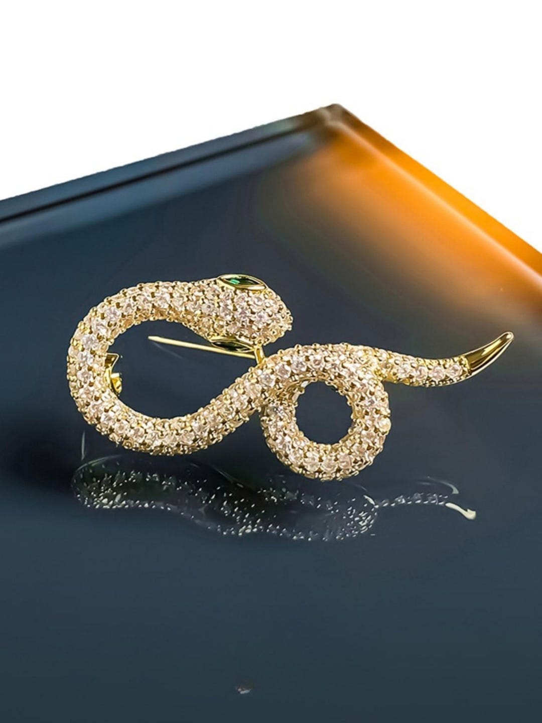 Serpent Brooch - Gold and Platinum-plated Serpent Statement Pin - Etsy