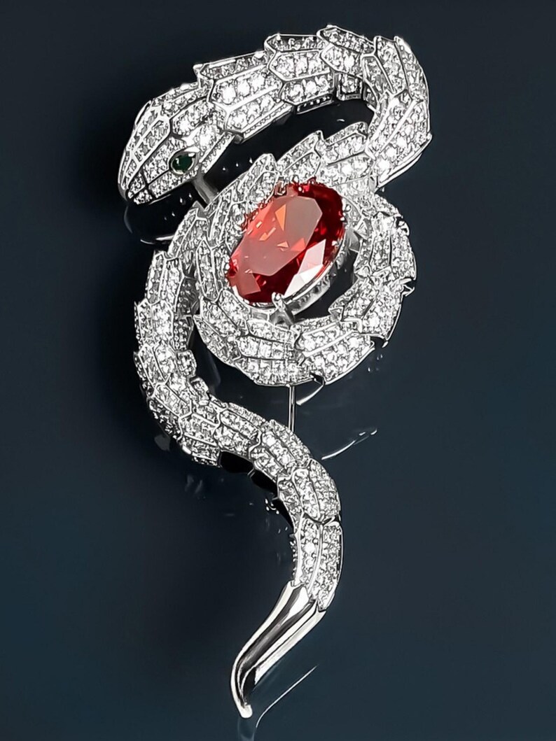 Serpent Brooch - Platinum-plated Serpent Jewelry With Dragon Blood ...