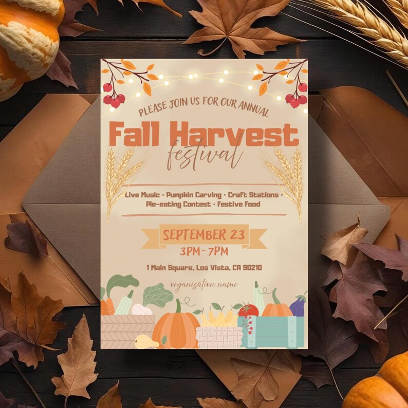 Editable Fall Harvest Festival Invitation | Autumn Harvest Festival ...
