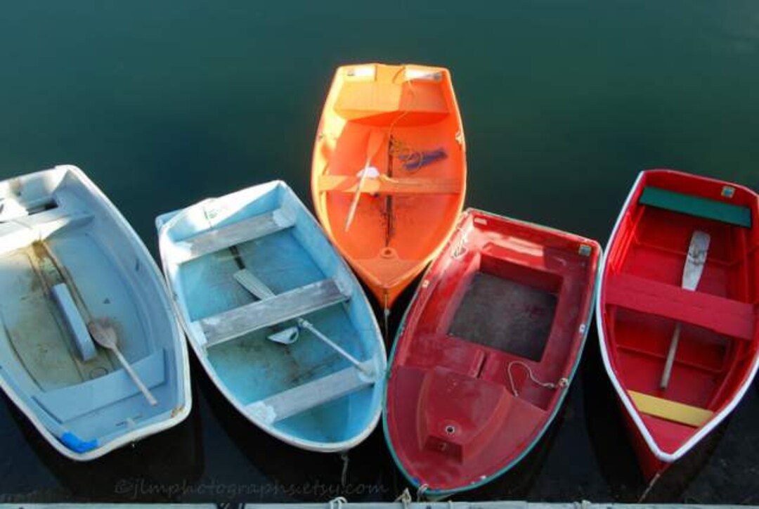 Lake House Colorful Boats Prints Red Boat Pictures Rowboat - Etsy