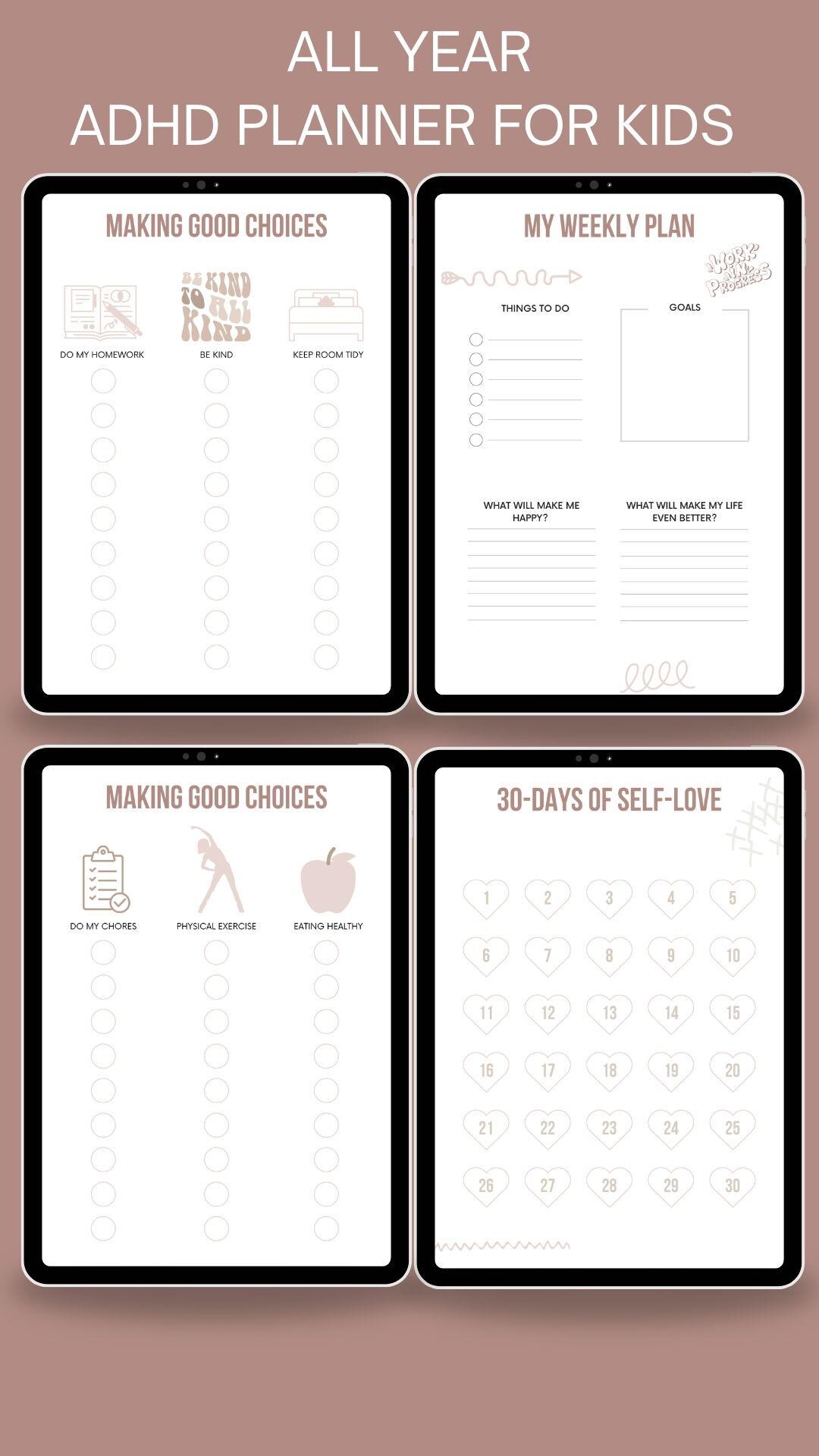 2025 2026 ADHD Planner for Kids, ADHD Digital Planner, iPad Planner ...