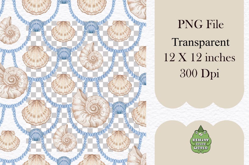 Shells Spiral Harmony Seamless Pattern File, Beachy Seamless Pattern ...