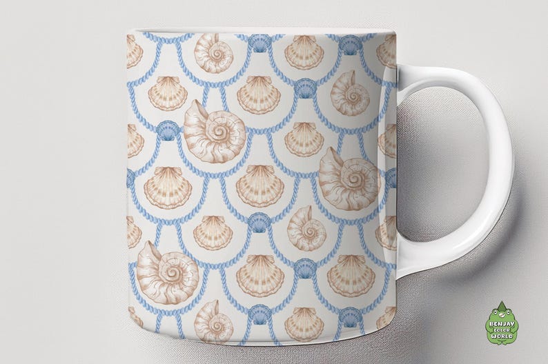 Shells Spiral Harmony Seamless Pattern File, Beachy Seamless Pattern ...