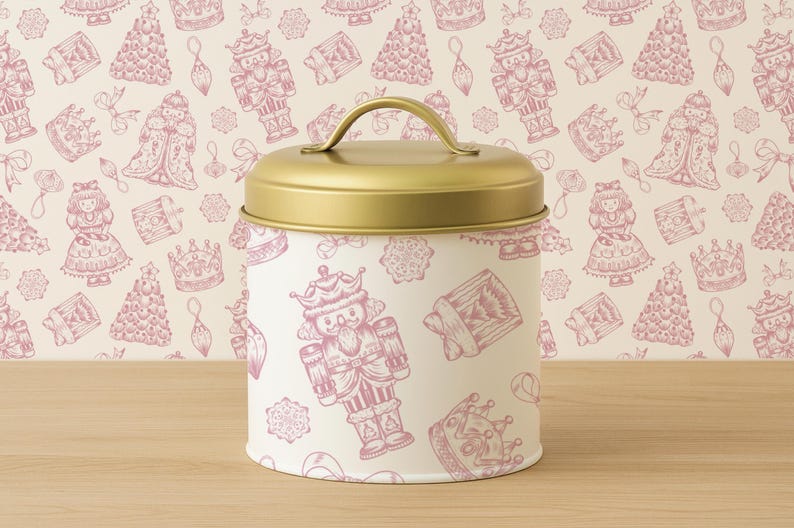 Pink Nutcracker Christmas Seamless Pattern, Toile Holiday Design (PNG ...