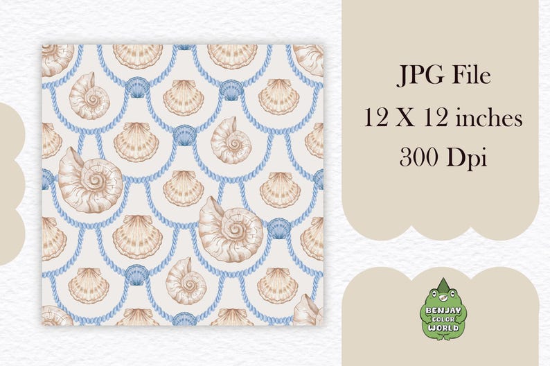 Shells Spiral Harmony Seamless Pattern File, Beachy Seamless Pattern ...