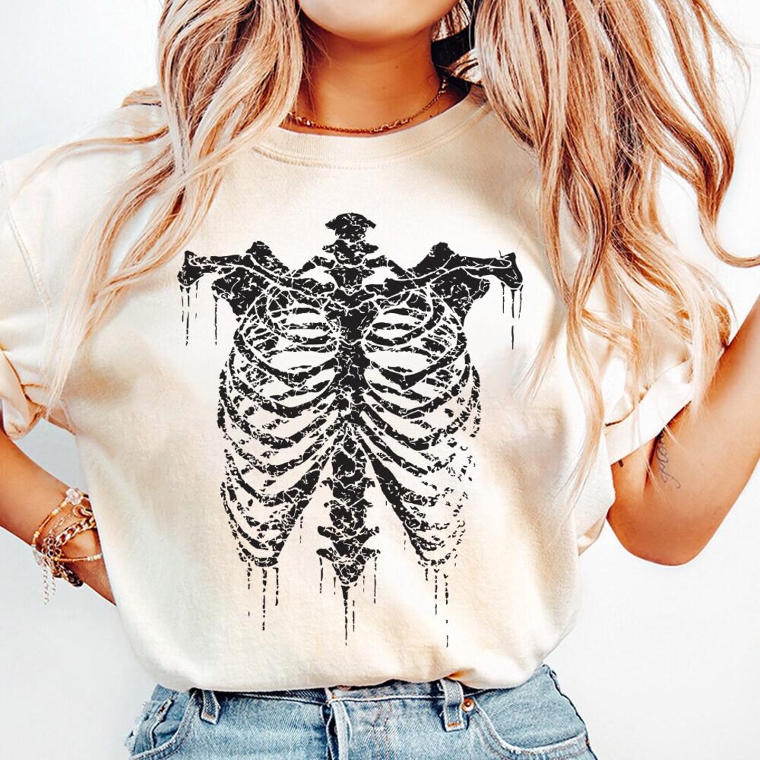 Skeleton Rib Vintage Graphic Png, Rib Cage Png, Retro Skeleton Gothic ...
