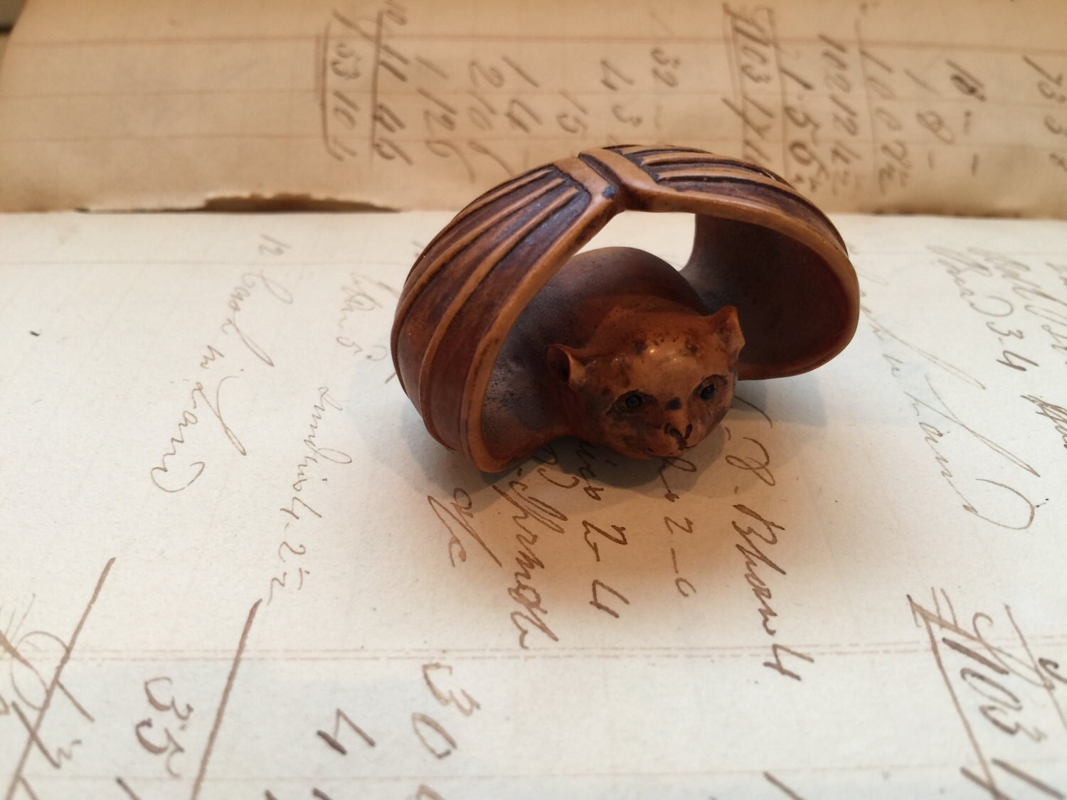 Giclée Print Vintage Netsuke Bat in Gouache | Etsy