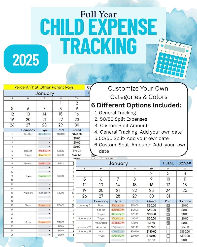 BYOB: Child Expenses Log 2025 - Etsy