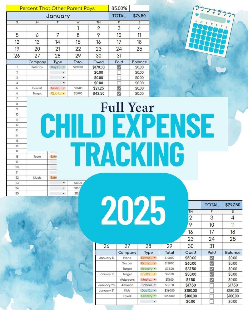 BYOB: Child Expenses Log 2025 - Etsy