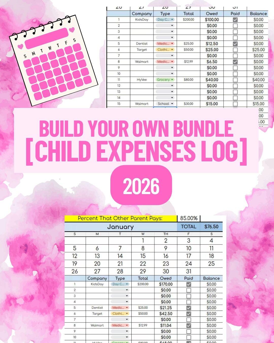 BYOB: Child Expenses Log 2026 - Etsy