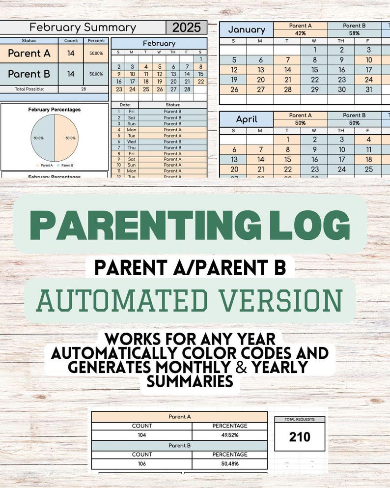 Parenting Time & Custody Tracker – Parent A Vs Parent B - Etsy