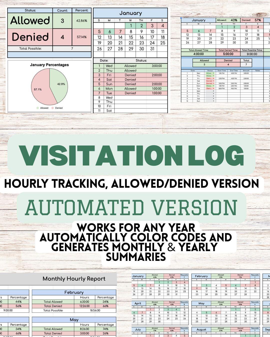 AUTOMATED Visitation Log With Monthly/yearly Summary Sheets - Etsy