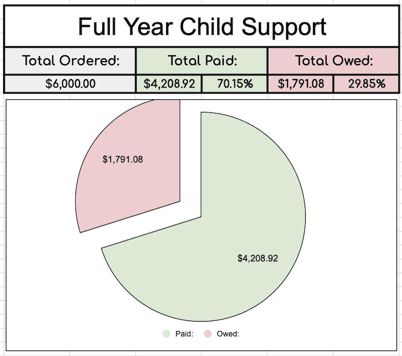 AUTOMATED Child Support Log With Monthly/yearly Summary Sheets - Etsy