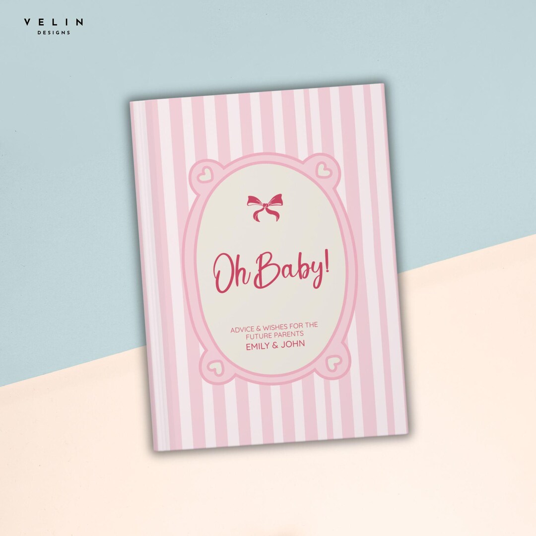 Personalized Baby Shower Journal, Blank Baby Advice Book, Preppy Style ...