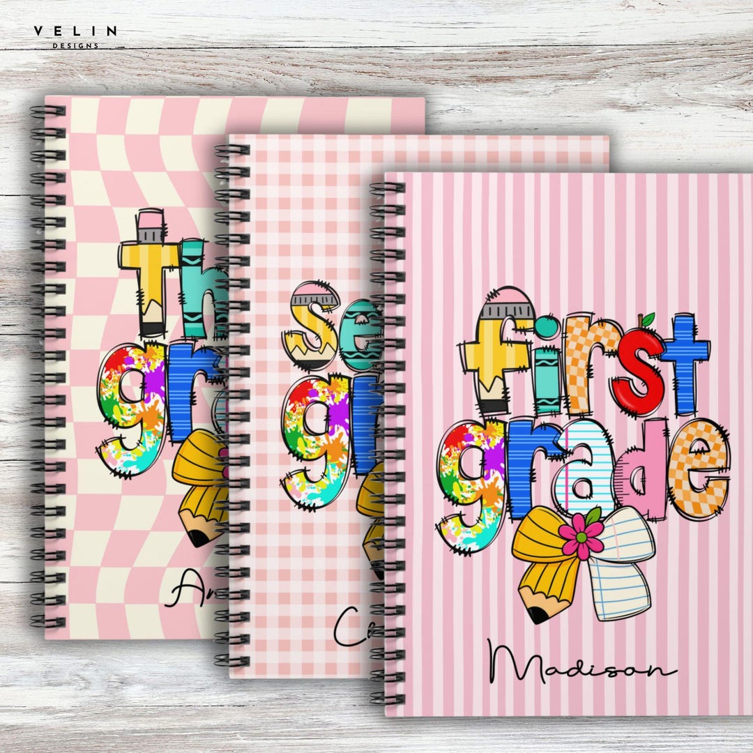 Personalized Spiral Teacher Notebook, Custom First Grade Kids Name ...