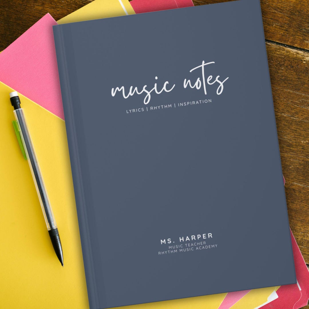 Personalized Music Notes Journal, Custom Music Teacher Gift, Music ...