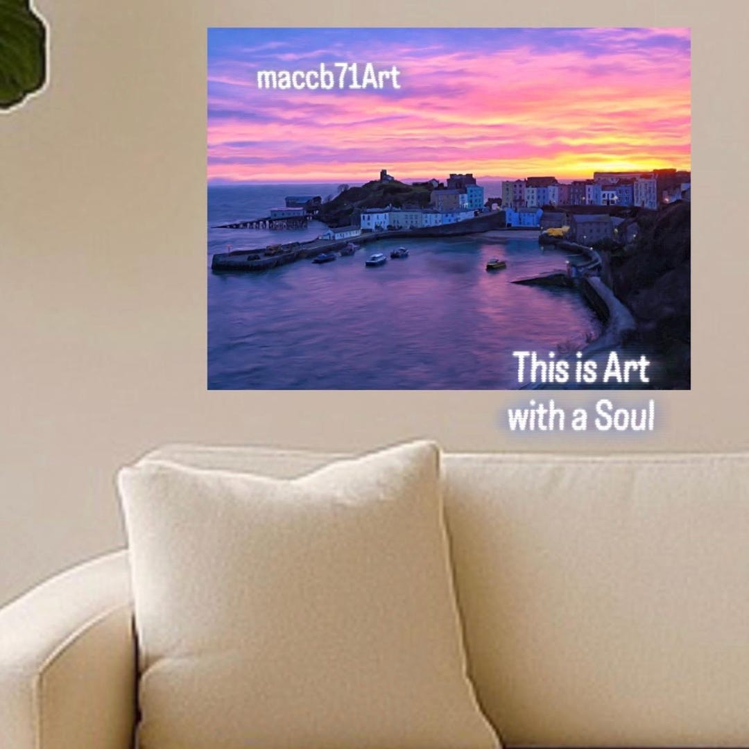 Vibrant Artwork Scenes of Tenby - Winter Harbour Sunrise - Etsy UK